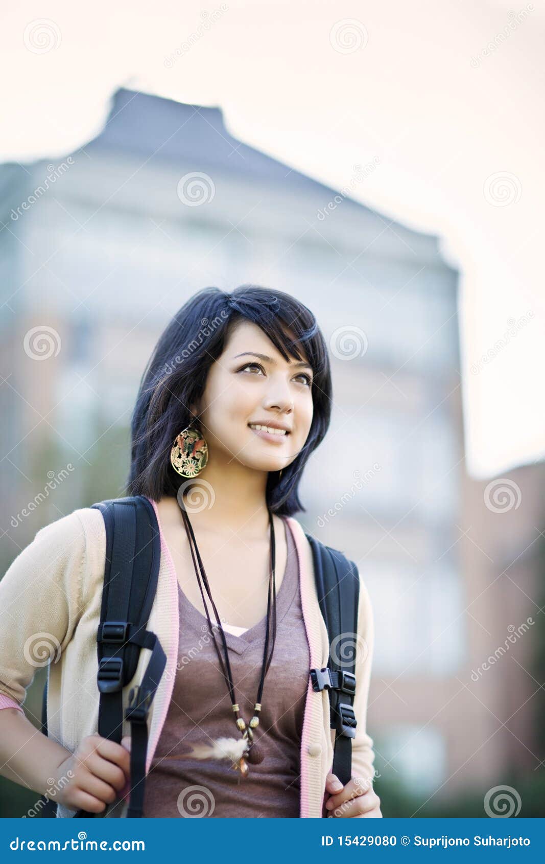 Mixed race college student stock photo. Image of backpack - 15429080