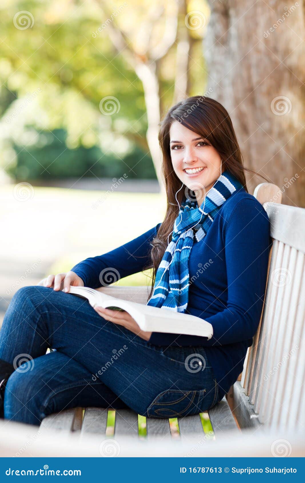 Mixed Race College Student Studying Stock Image - Image of earphones ...