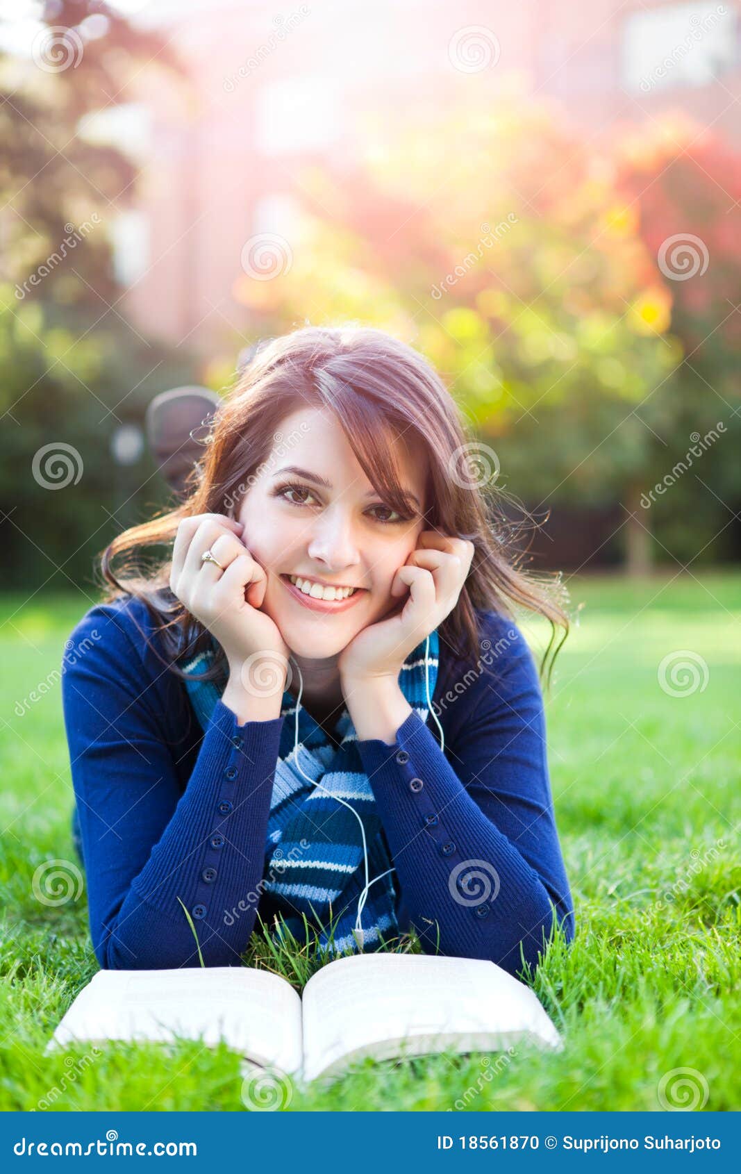 Mixed Race College Student Studying Stock Photo - Image of earphones ...