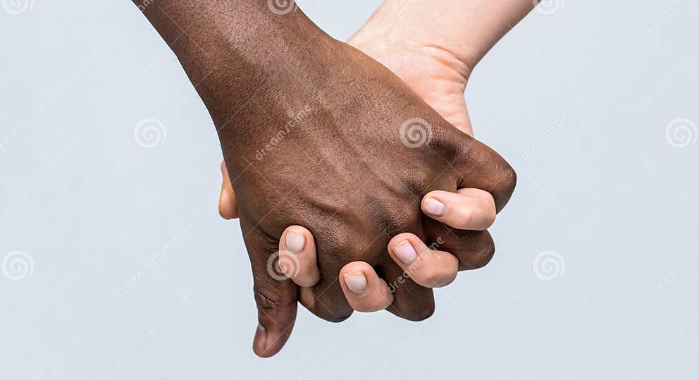 Mixed Race Couple Holding Hands Black And White Hand Love Partnership
