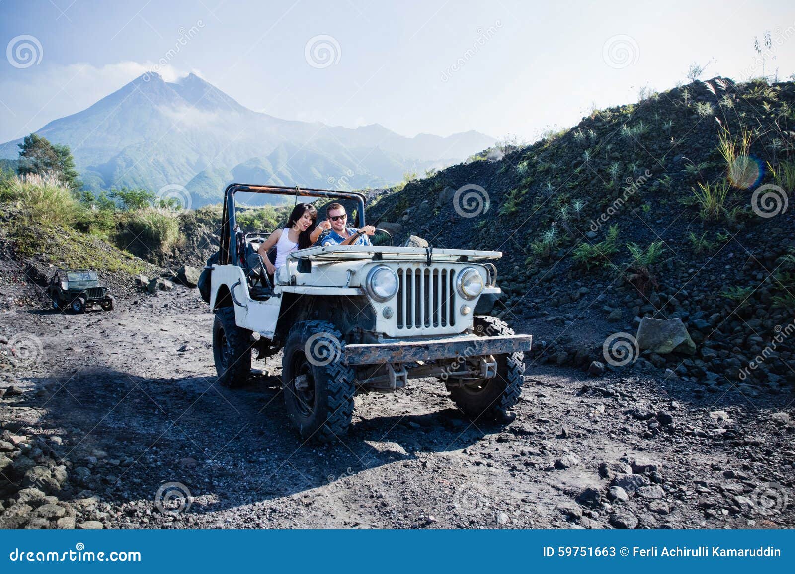 Mixed Race Couple Riding a Jeep Off Road Stock Image - Image of ...