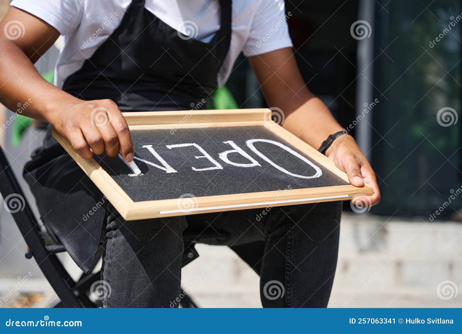 Mixed Race Hands Writing on a Plate Stock Image - Image of apron ...