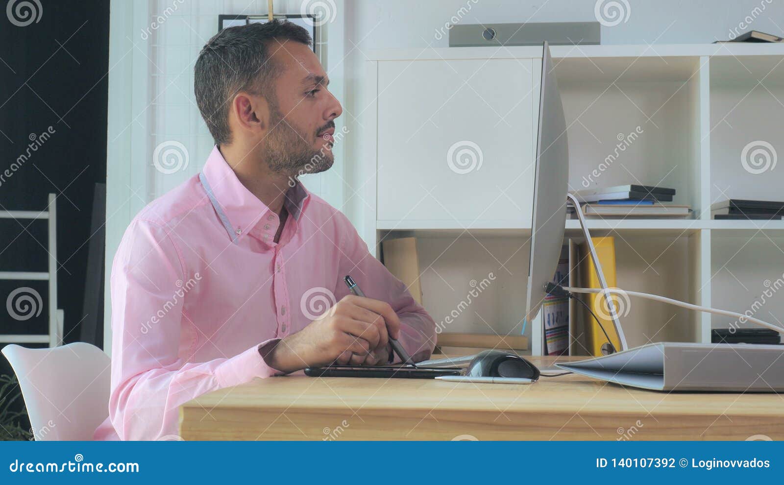Graphic Artist Works at Home Stock Photo - Image of occupation ...