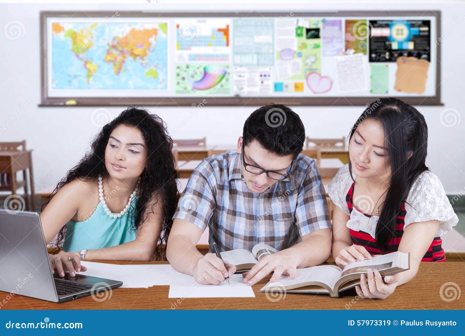 Mixed Race Students Studying in the Class Stock Image - Image of ...