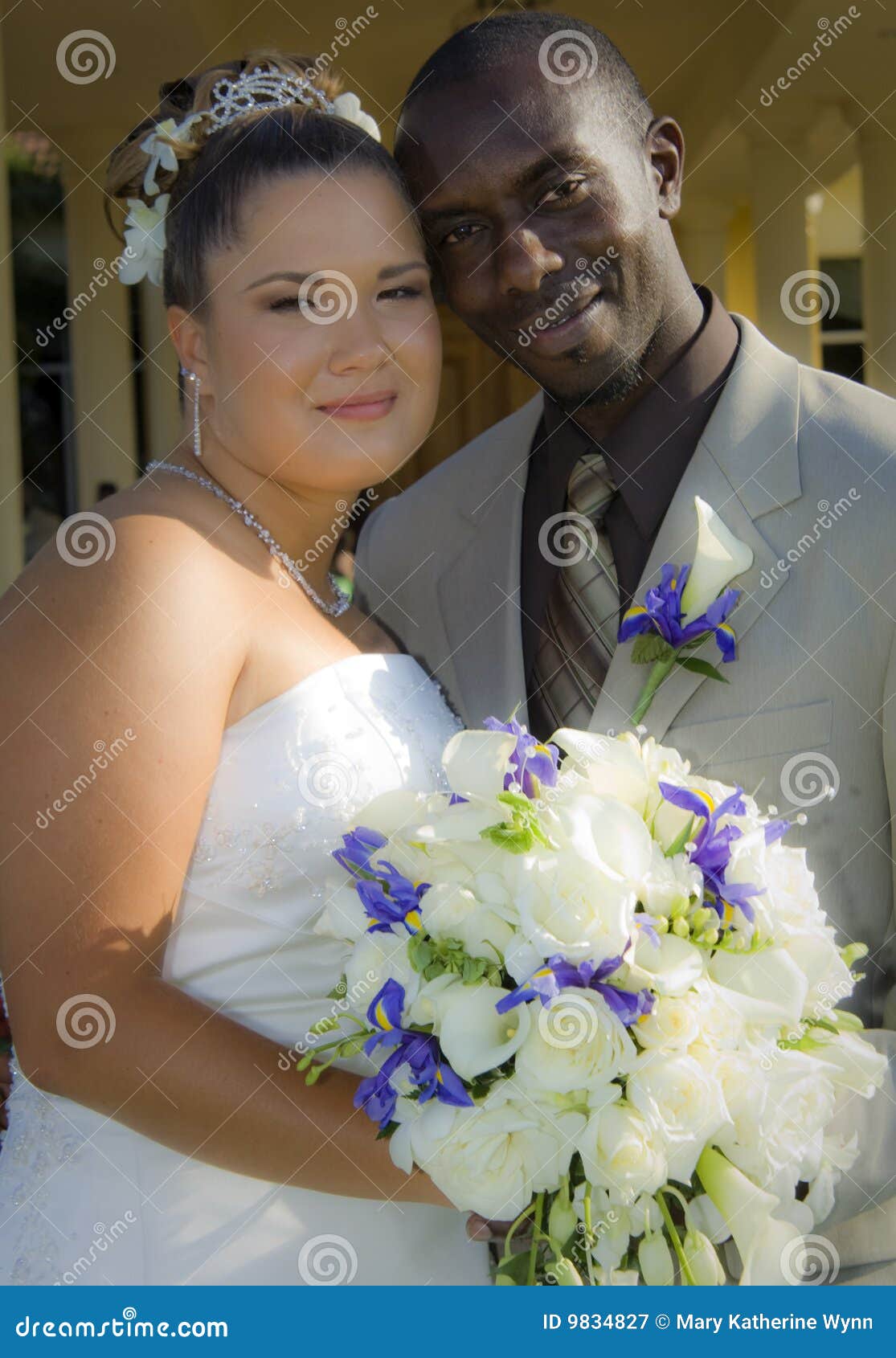 Mixed race wedding couple stock image. Image of american - 9834827