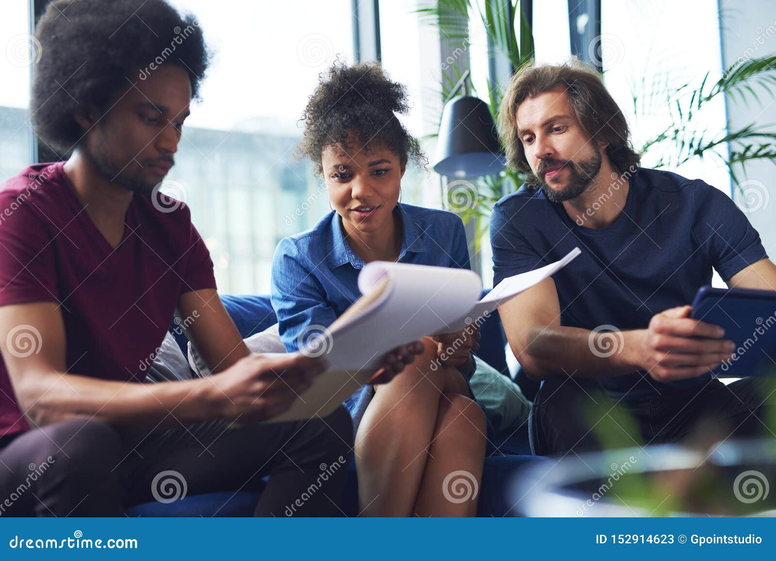Mixed Raced People Working in the Office Stock Image - Image of hold ...