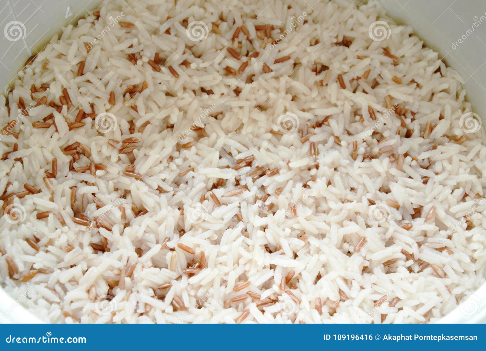 Mixed Red Cargo Rice Steamed in Cooking Pot Stock Photo - Image of ...