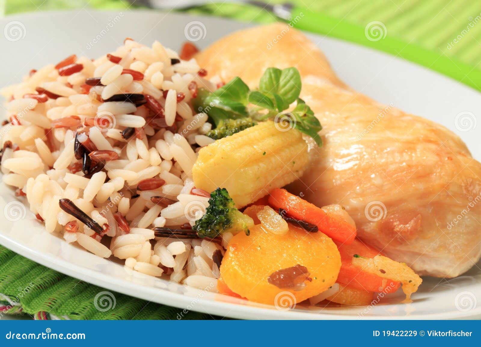 Mixed Rice with Chicken Meat and Vegetables Stock Image - Image of ...