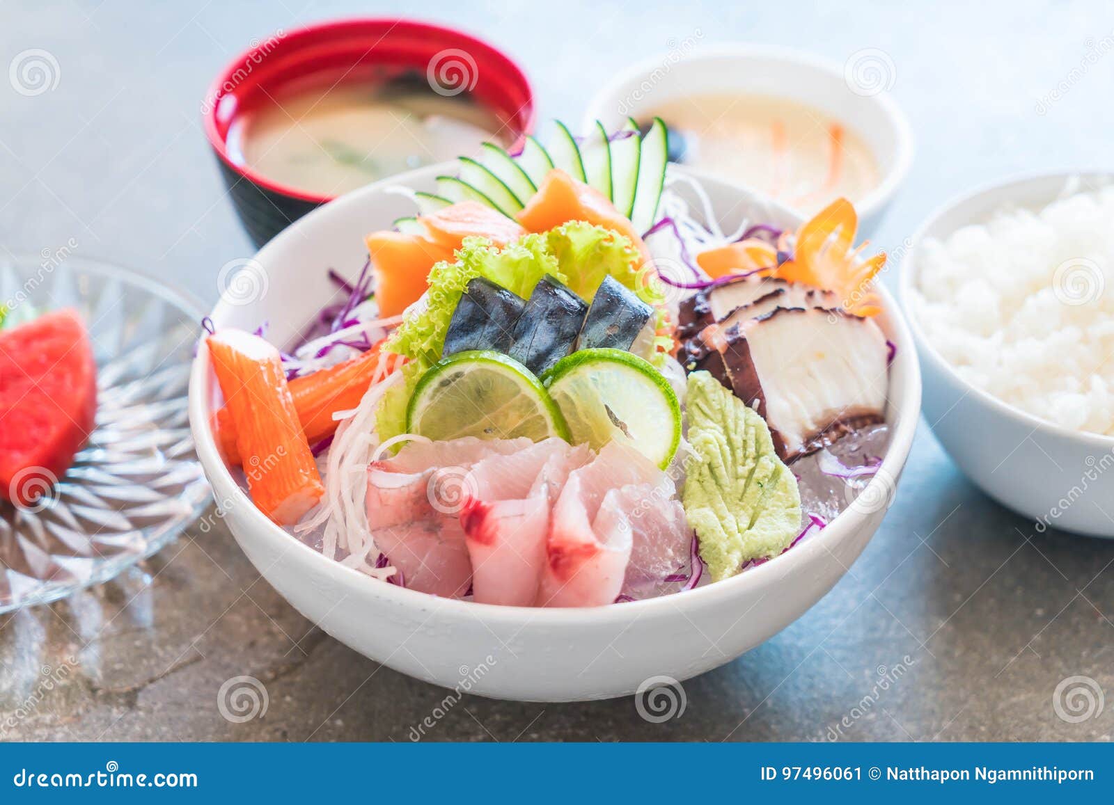 Mixed sashimi set stock image. Image of mixed, scampi - 97496061