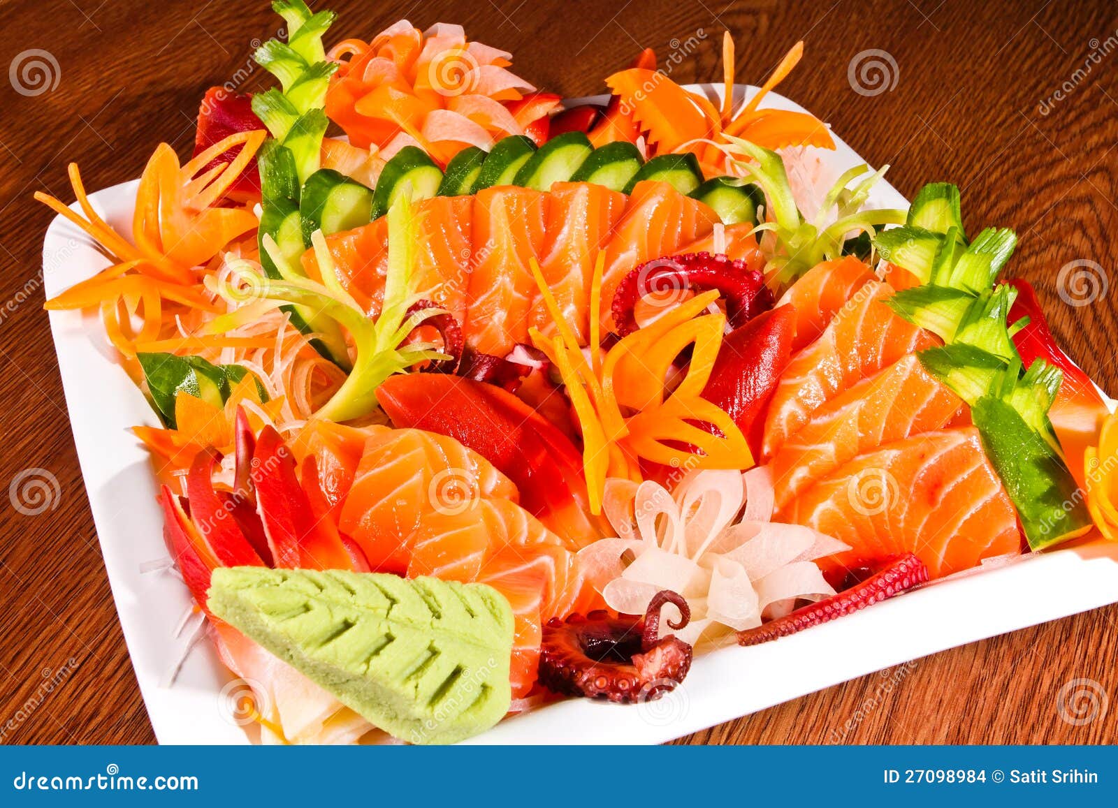 Mixed Sashimi in White Plate Stock Photo - Image of chopstick, asian ...