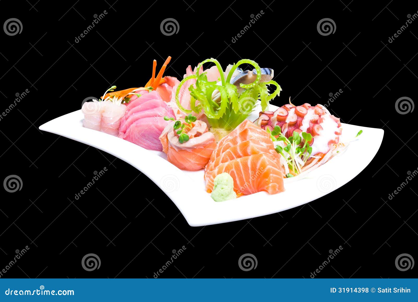 Mixed sashimi stock photo. Image of plate, radish, japan - 31914398