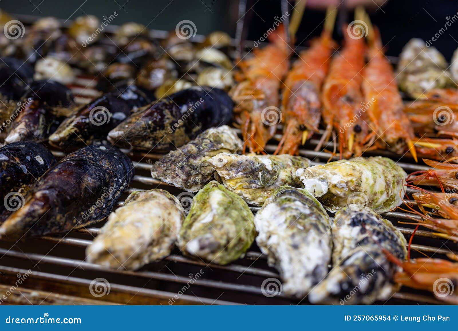 Mixed Seafood Barbecue on Grill Stock Photo - Image of meat, mixed ...