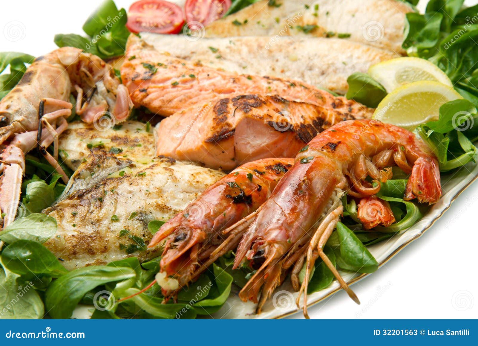 Seafood Grill - Squid, Crab Shed And Prawn At A Restaurant Stock Photo ...