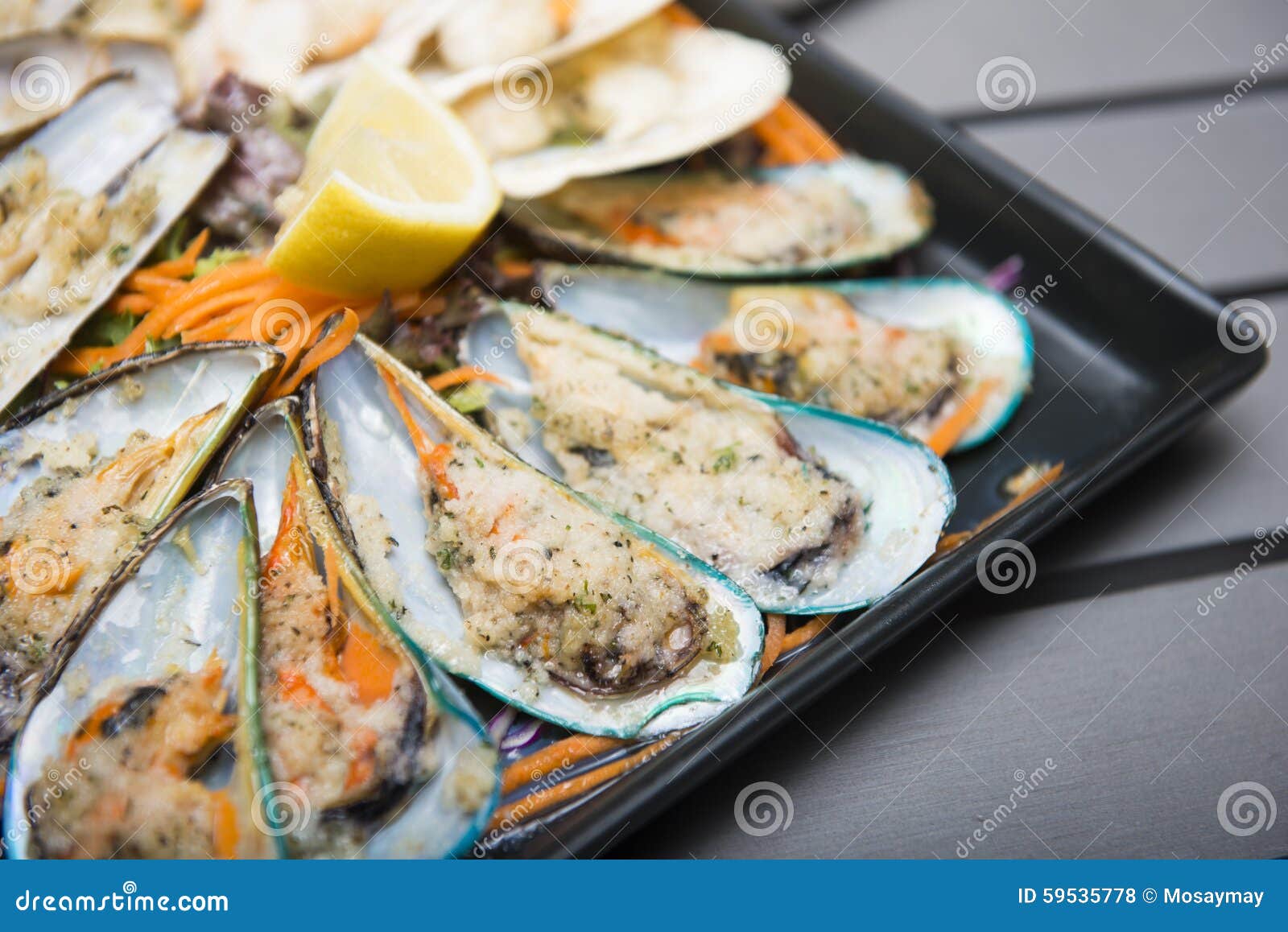 Mixed Shell Bake for Dinner Stock Photo - Image of lemon, dinner: 59535778