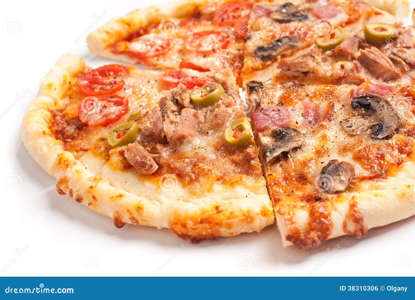 Mixed Slices of Pizza stock photo. Image of piece, closeup - 38310306