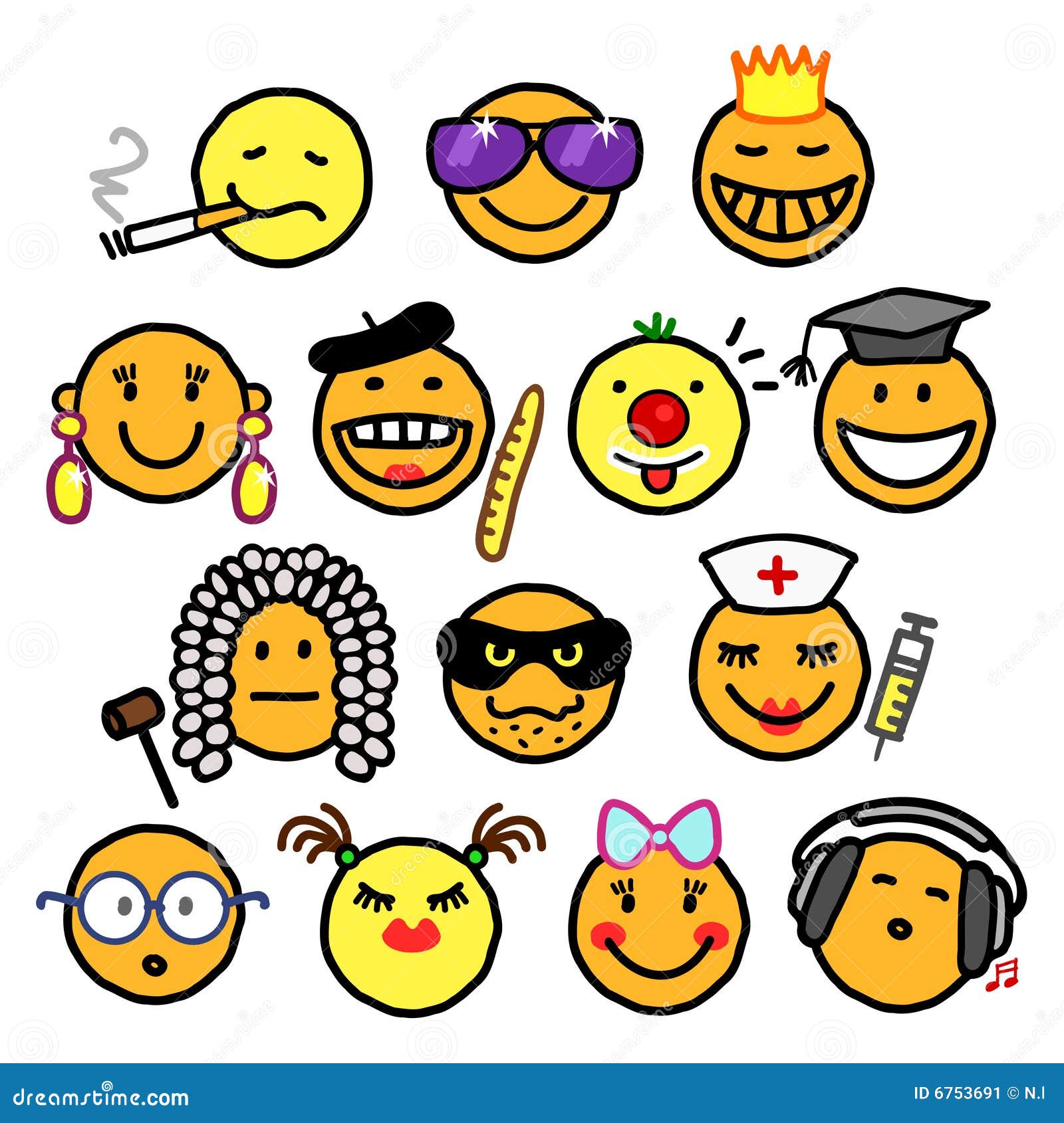 Mixed smileys stock vector. Illustration of yellow, characters - 6753691