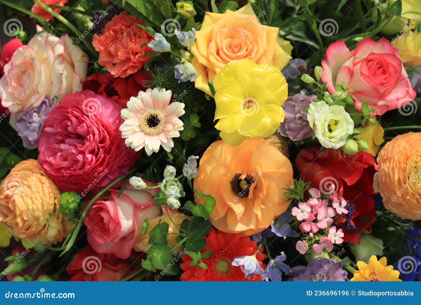 Mixed spring bouquet stock photo. Image of berry, rose - 236696196