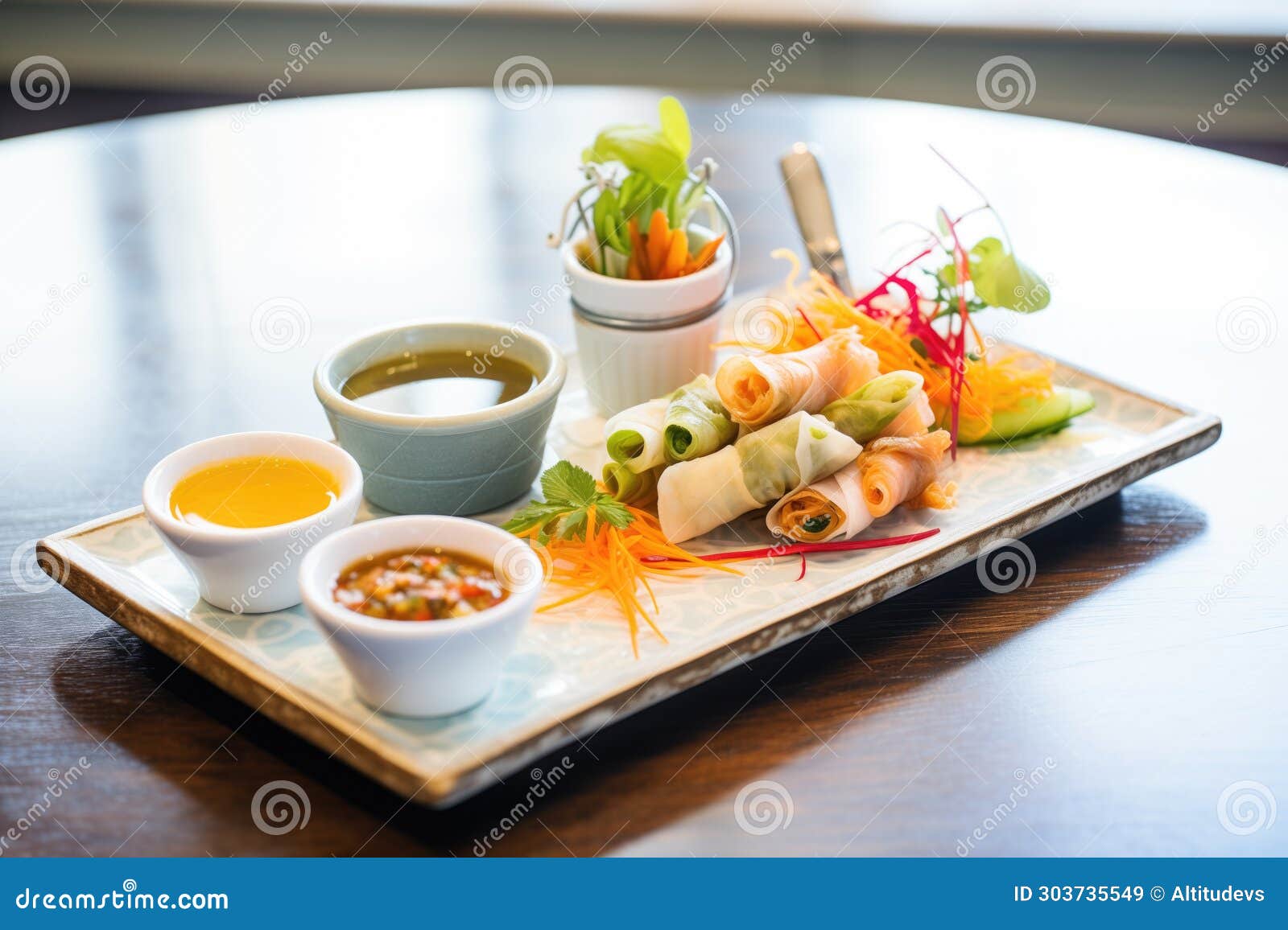 Mixed Spring Rolls Platter Served with Pickled Ginger Stock Image ...