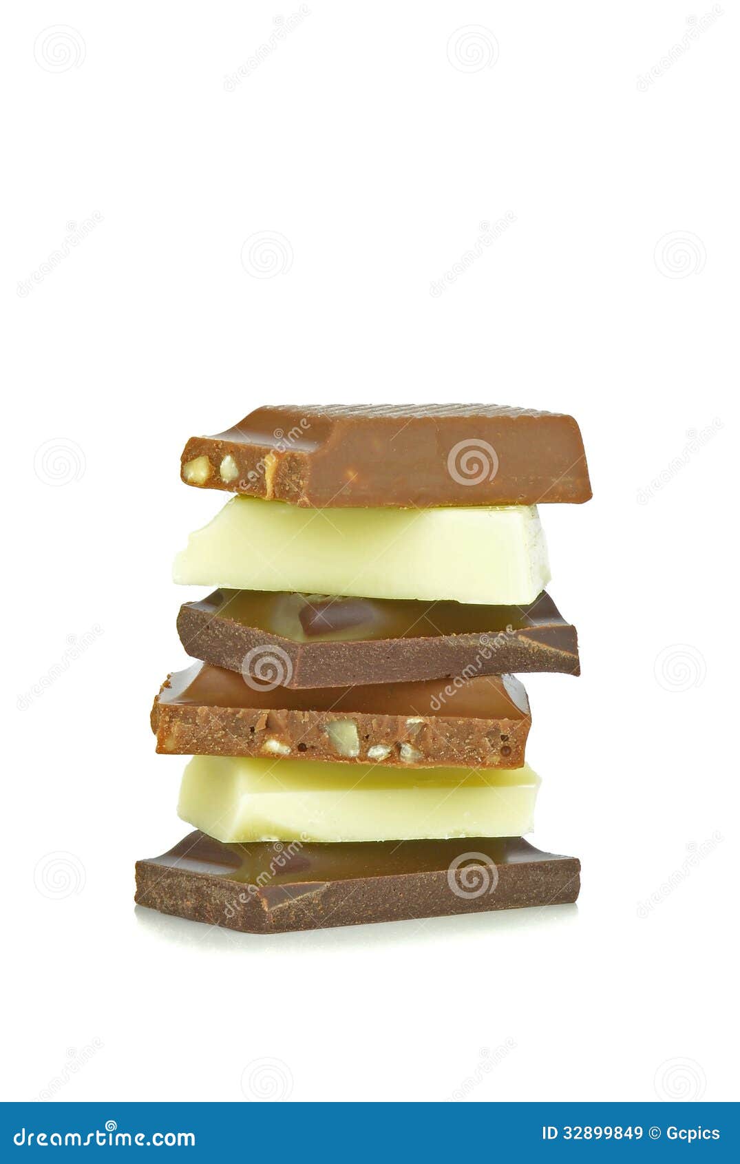 A Mixed Stack of Chocolate Chunks Stock Image - Image of nuts ...