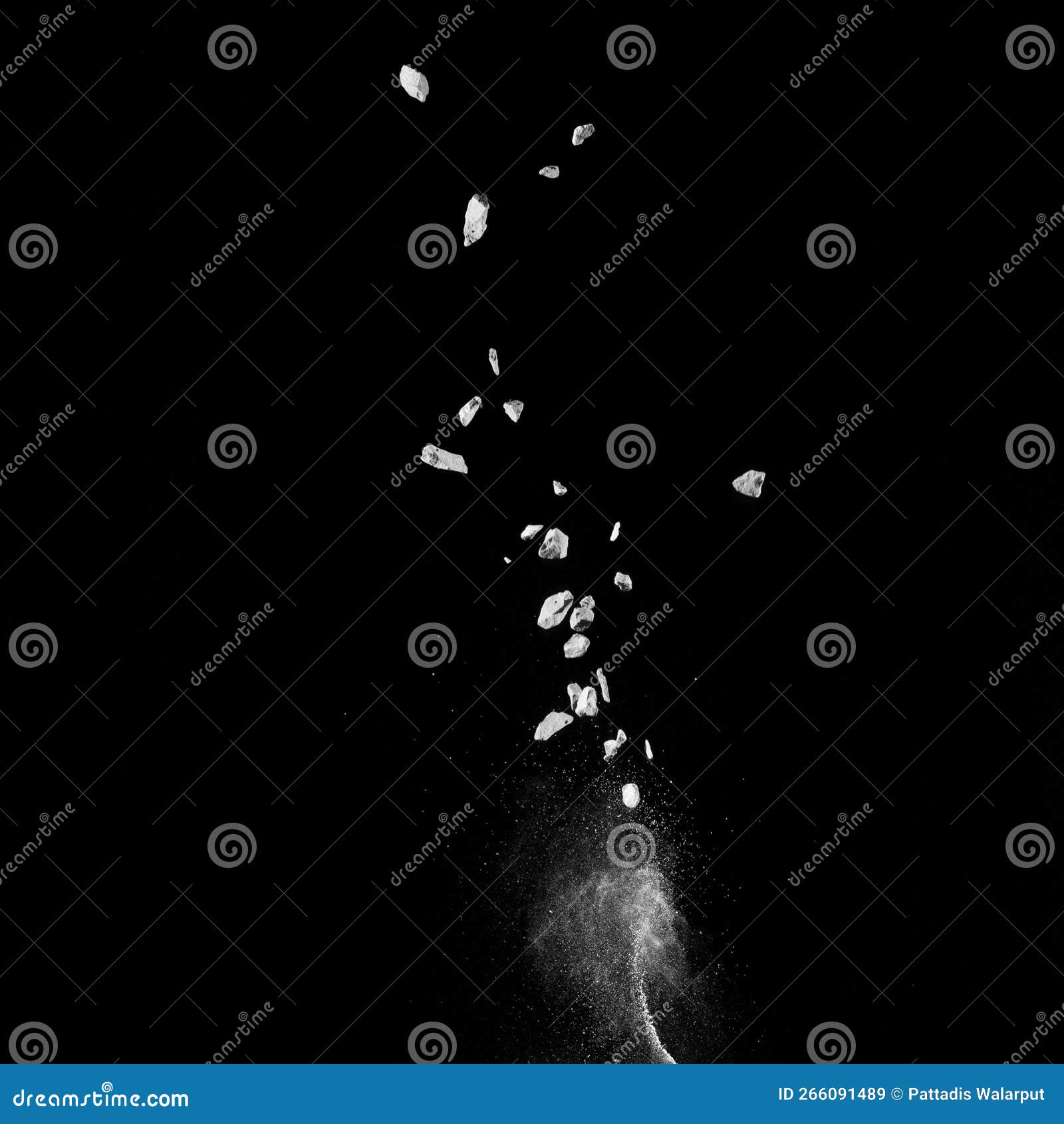 Mixed Stone Explosion on Black Background. Stock Image - Image of ...