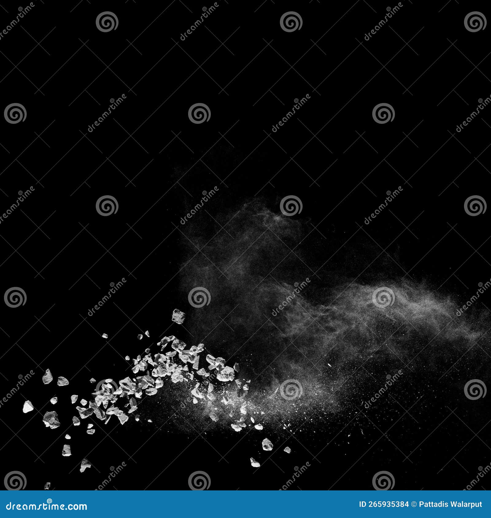 Mixed Stone Explosion on Black Background Stock Photo - Image of black ...