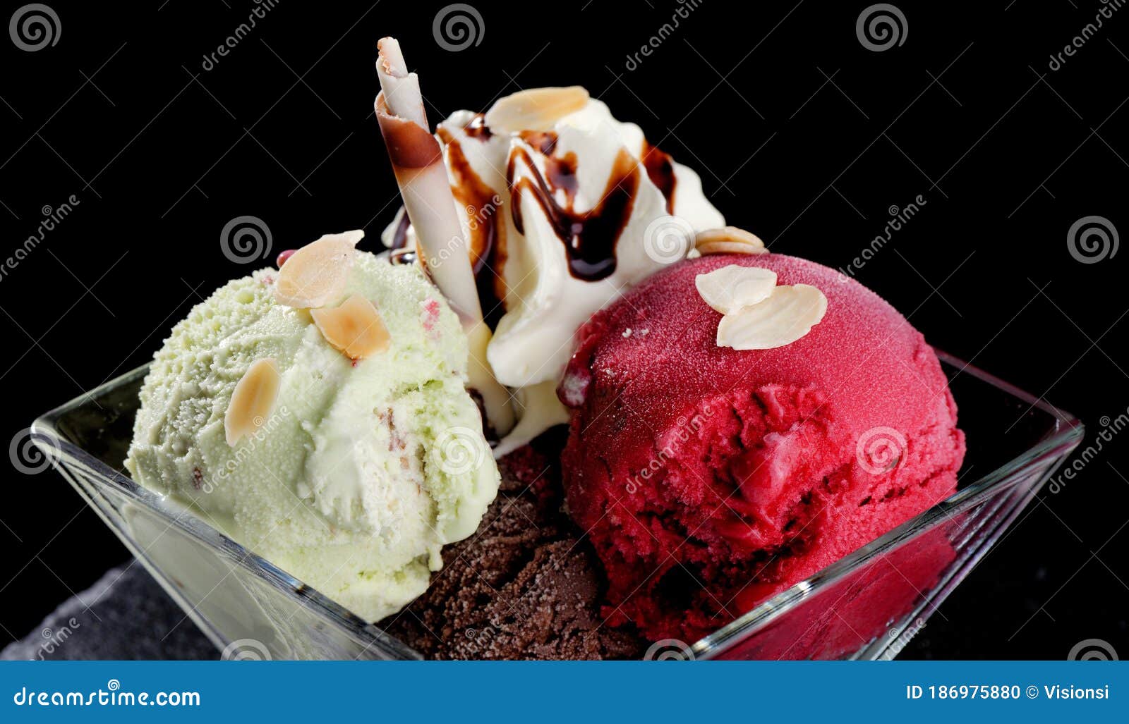 Mixed sundae ice cream stock photo. Image of flavor - 186975880