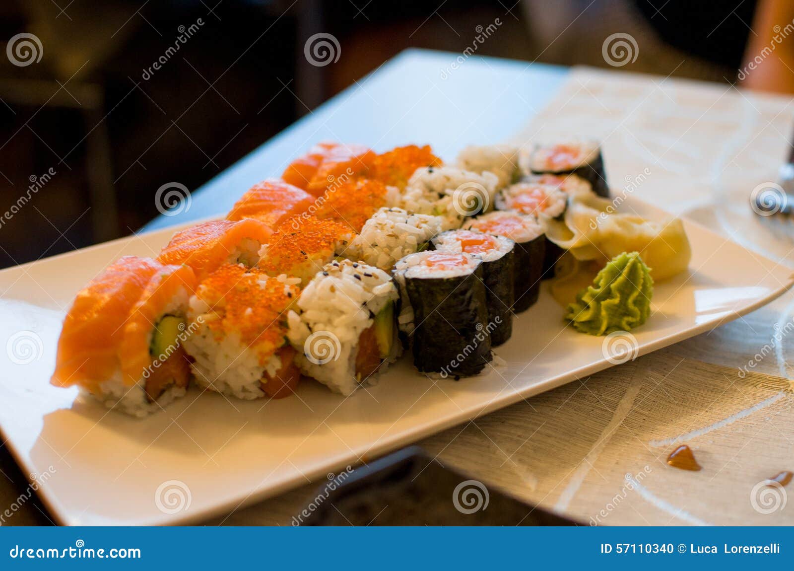Mixed sushi dish stock photo. Image of delicacy, gourmet - 57110340