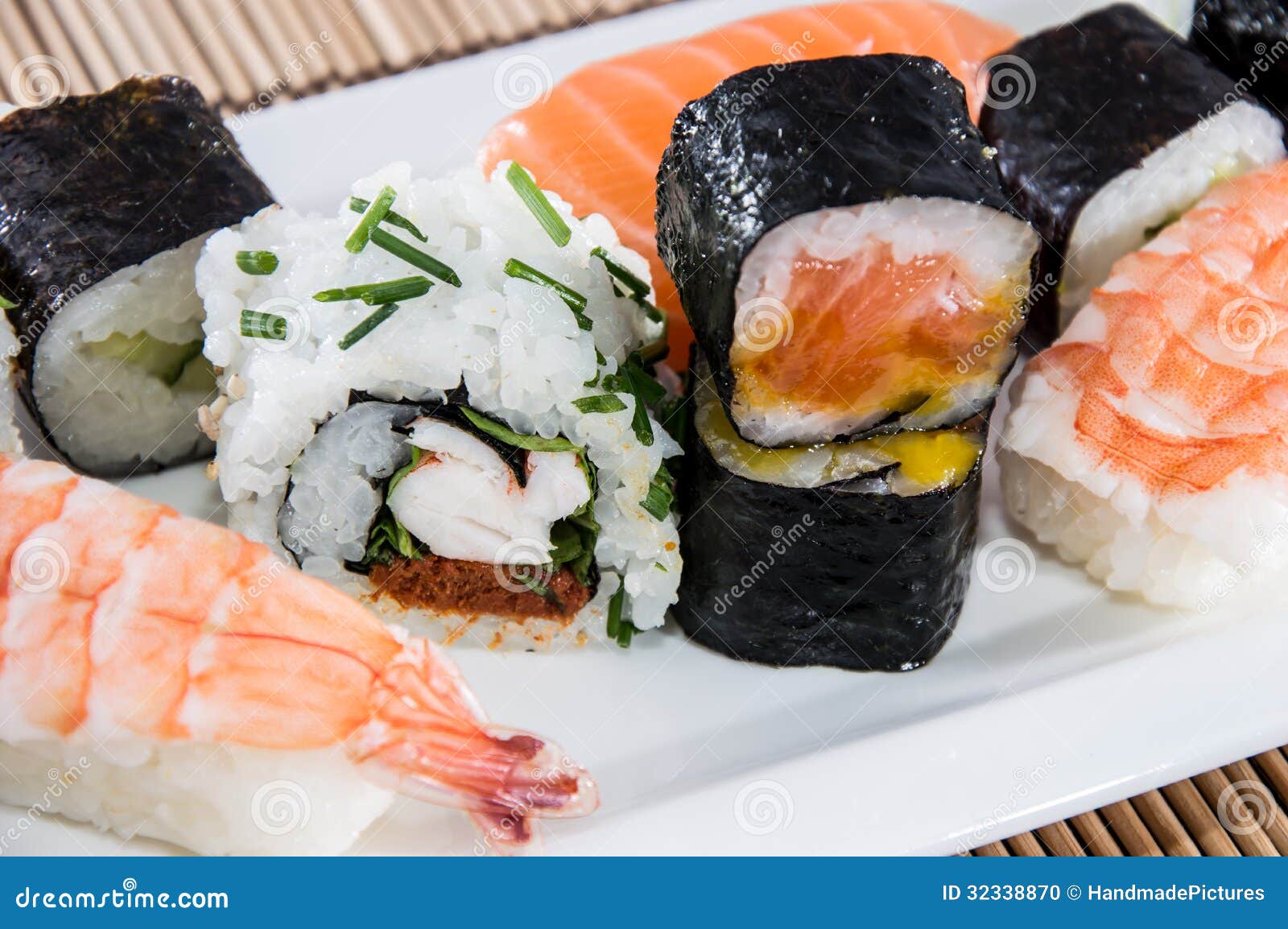 Mixed Sushi Rolls on a Plate Stock Photo - Image of japanese, gourmet ...