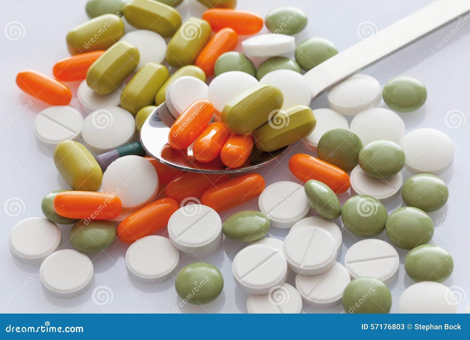 Mixed Tablets in Spoon,close Up Stock Image - Image of full, tablets ...