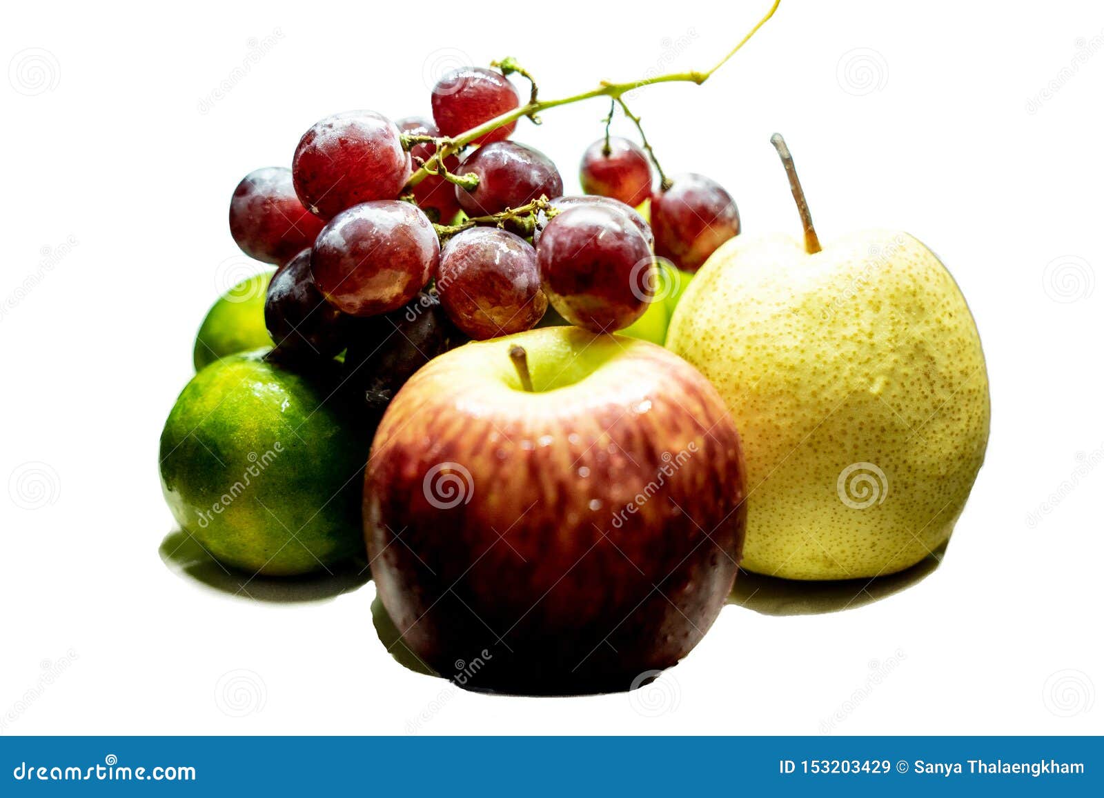 Mixed Tasty Fruits Composition Set Isolated on White Stock Image ...