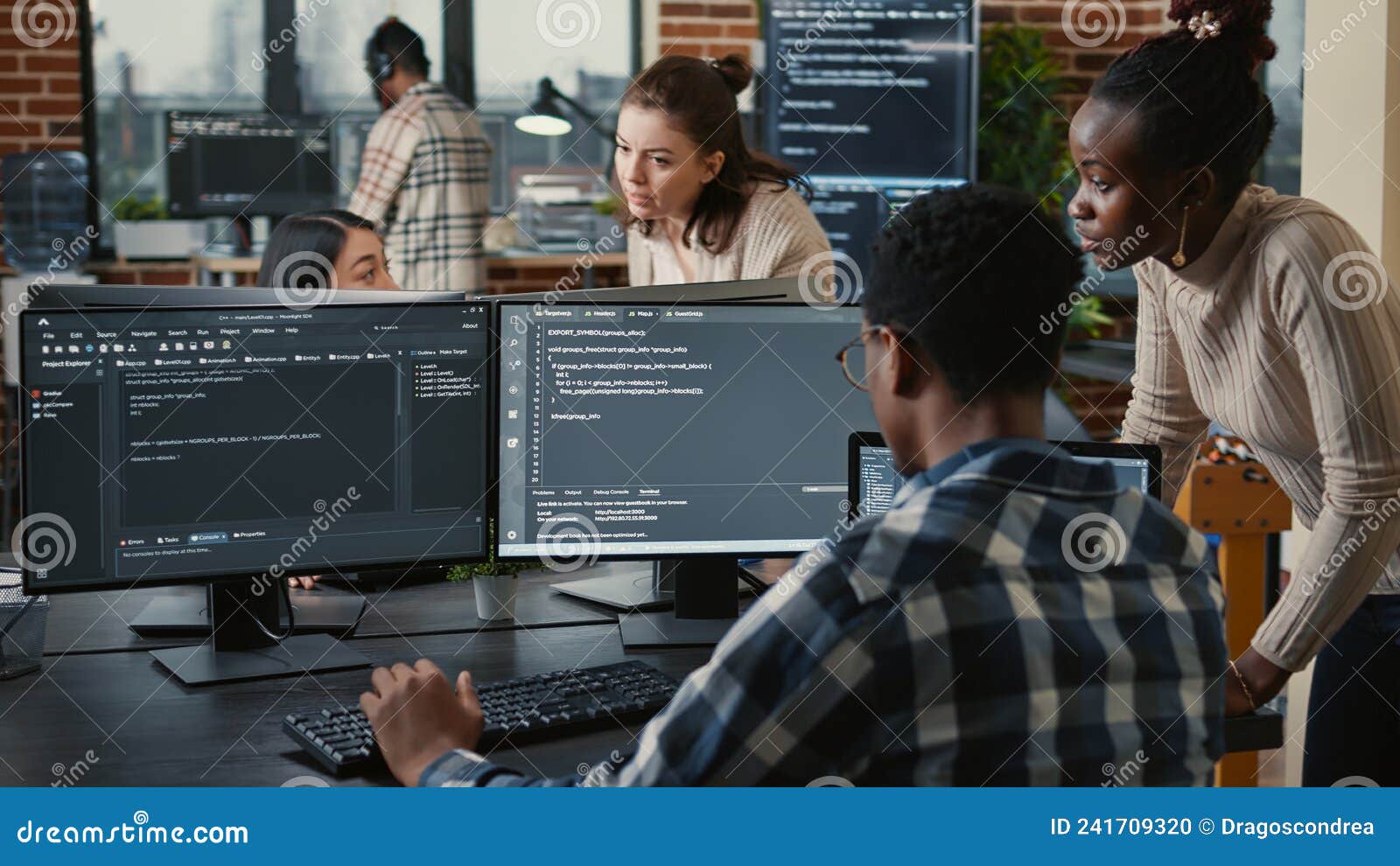 Mixed Team Of Programmers Analyzing Source Code Looking At Green Screen Chroma Key Mockup Stock ...