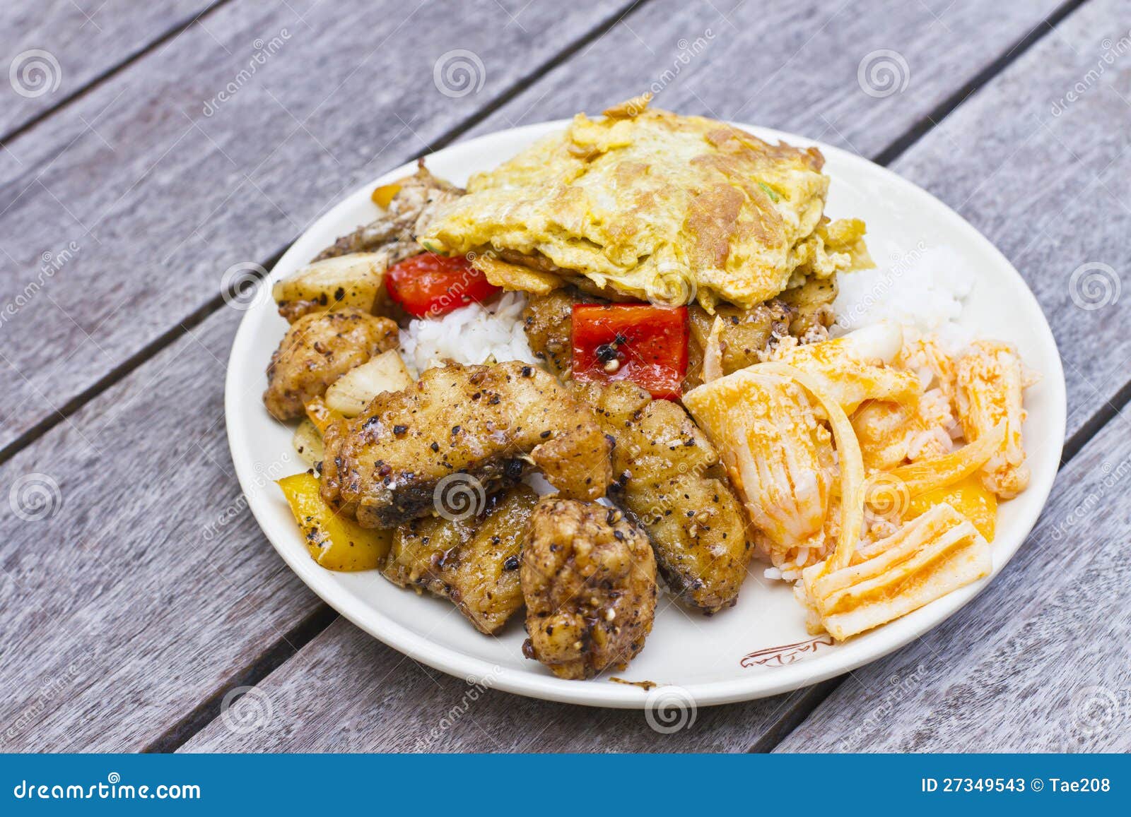 Mixed Thai food with rice stock image. Image of fried - 27349543
