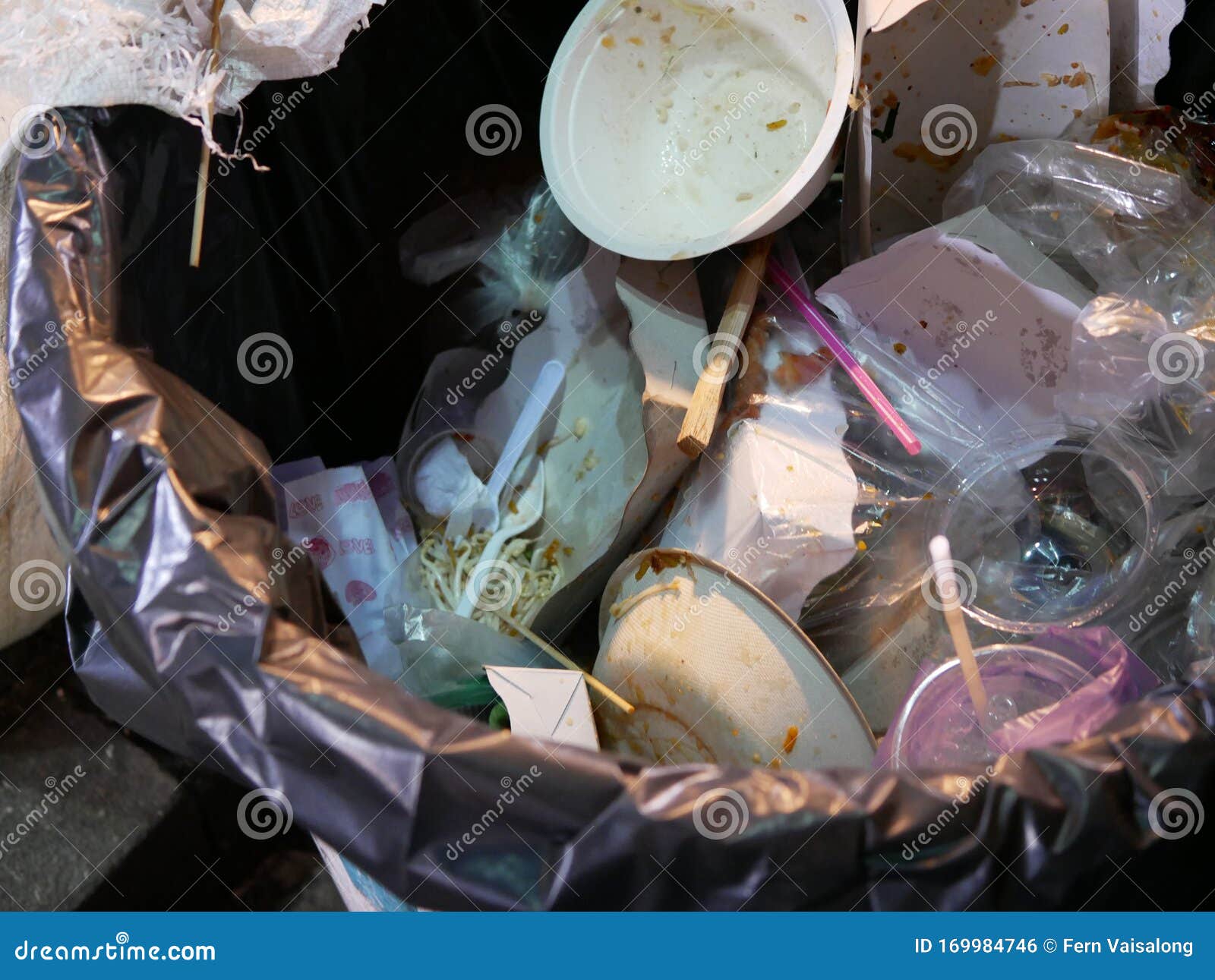 Mixed Waste in Garbage Bag in the Bin Stock Photo - Image of recycling ...