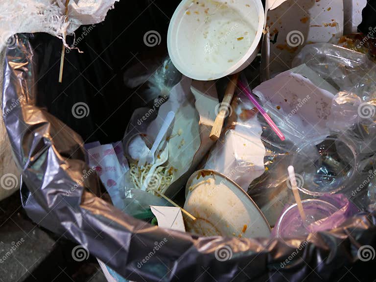 Mixed Waste in Garbage Bag in the Bin Stock Photo - Image of recycling ...