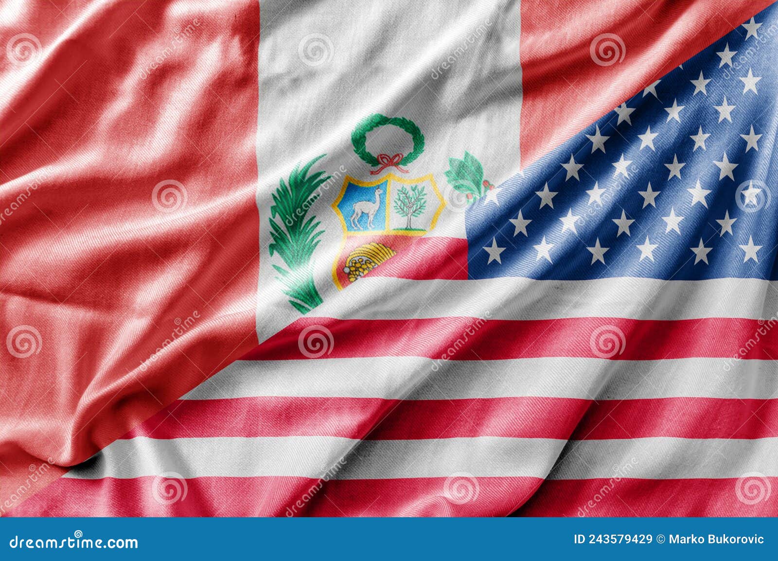Mixed USA and Peru Flag, Three Dimensional Render Stock Image - Image ...