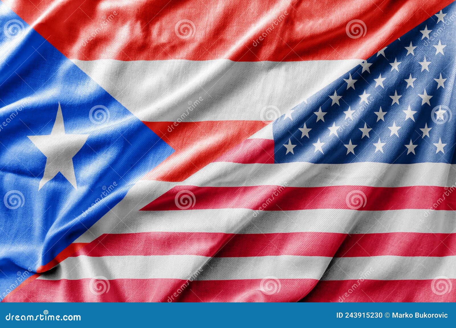 Mixed USA and Puerto Rico Flag, Three Dimensional Render Stock Photo ...