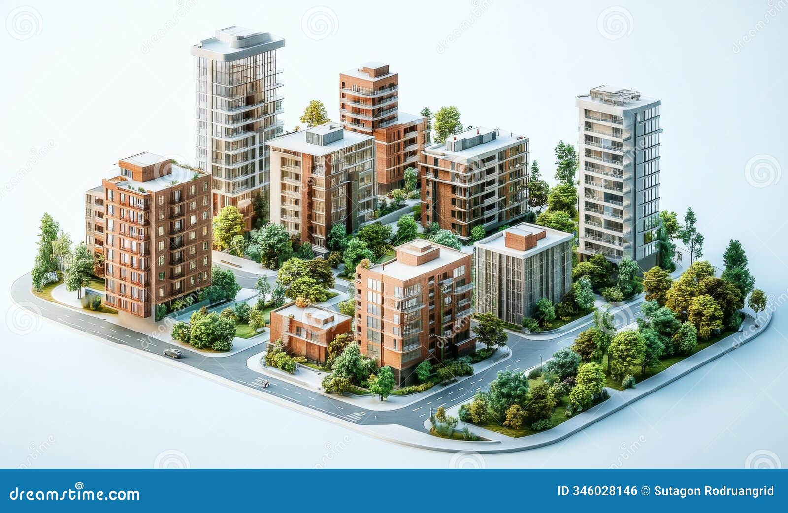 Mixed-use Development with Residential and Commercial Buildings, Urban ...