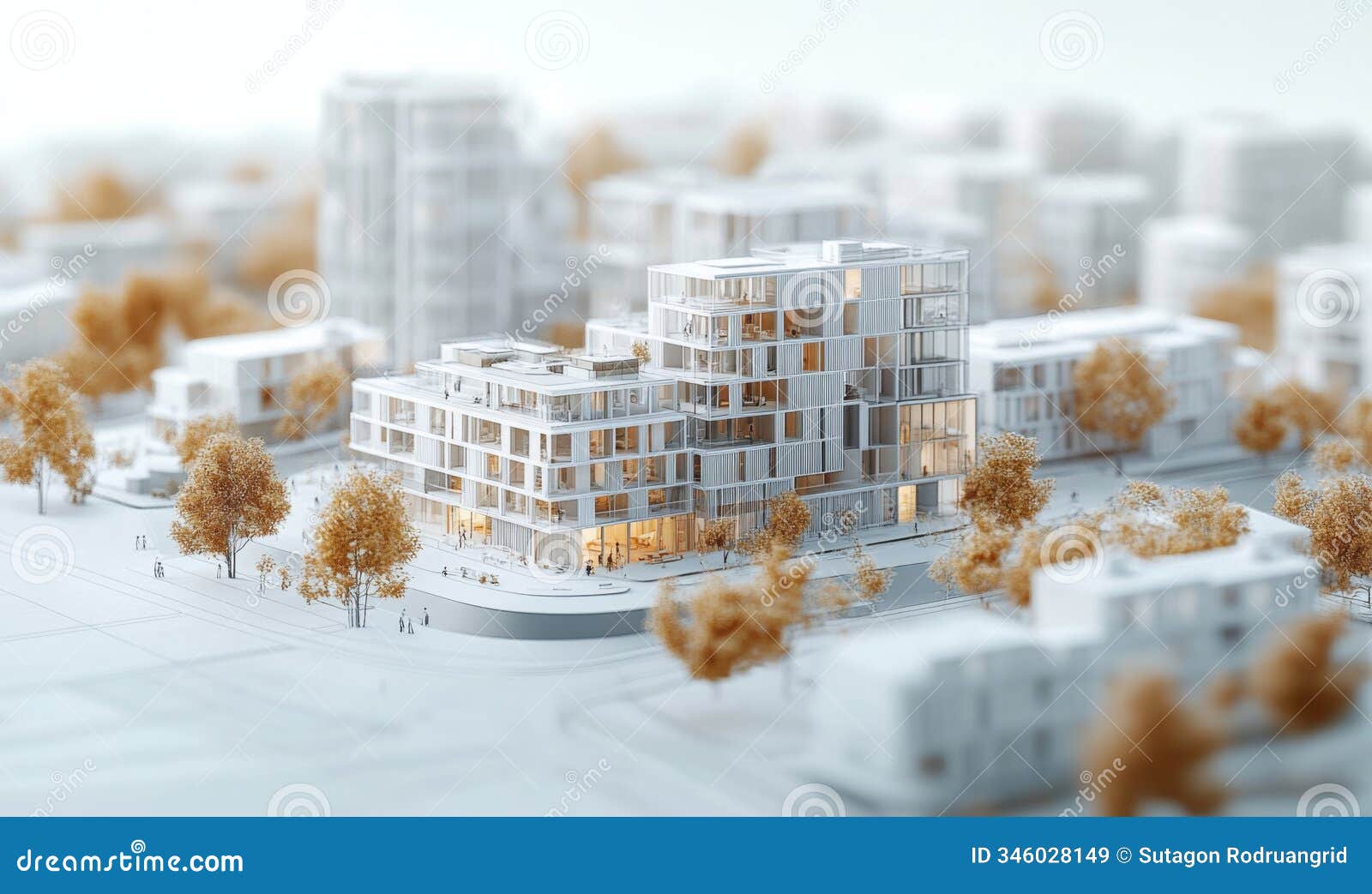 Mixed-use Development with Residential and Commercial Buildings, Urban ...