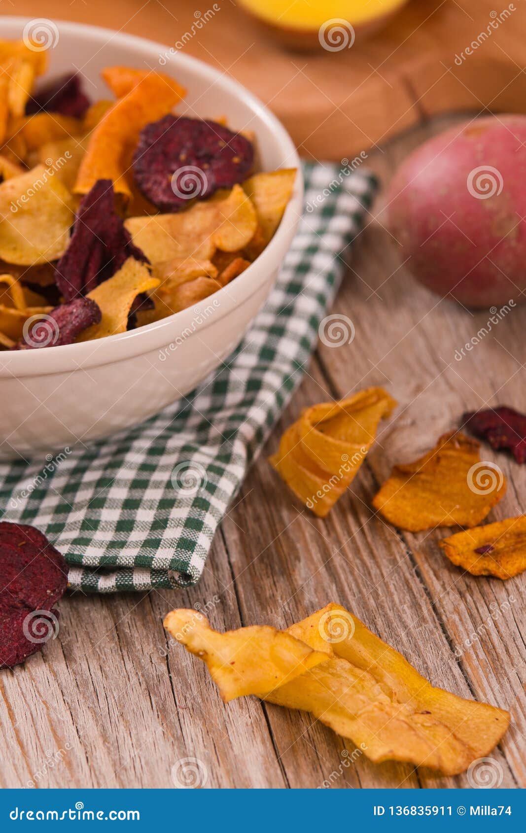 Mixed vegetable crisps. stock image. Image of dish, delicious - 136835911