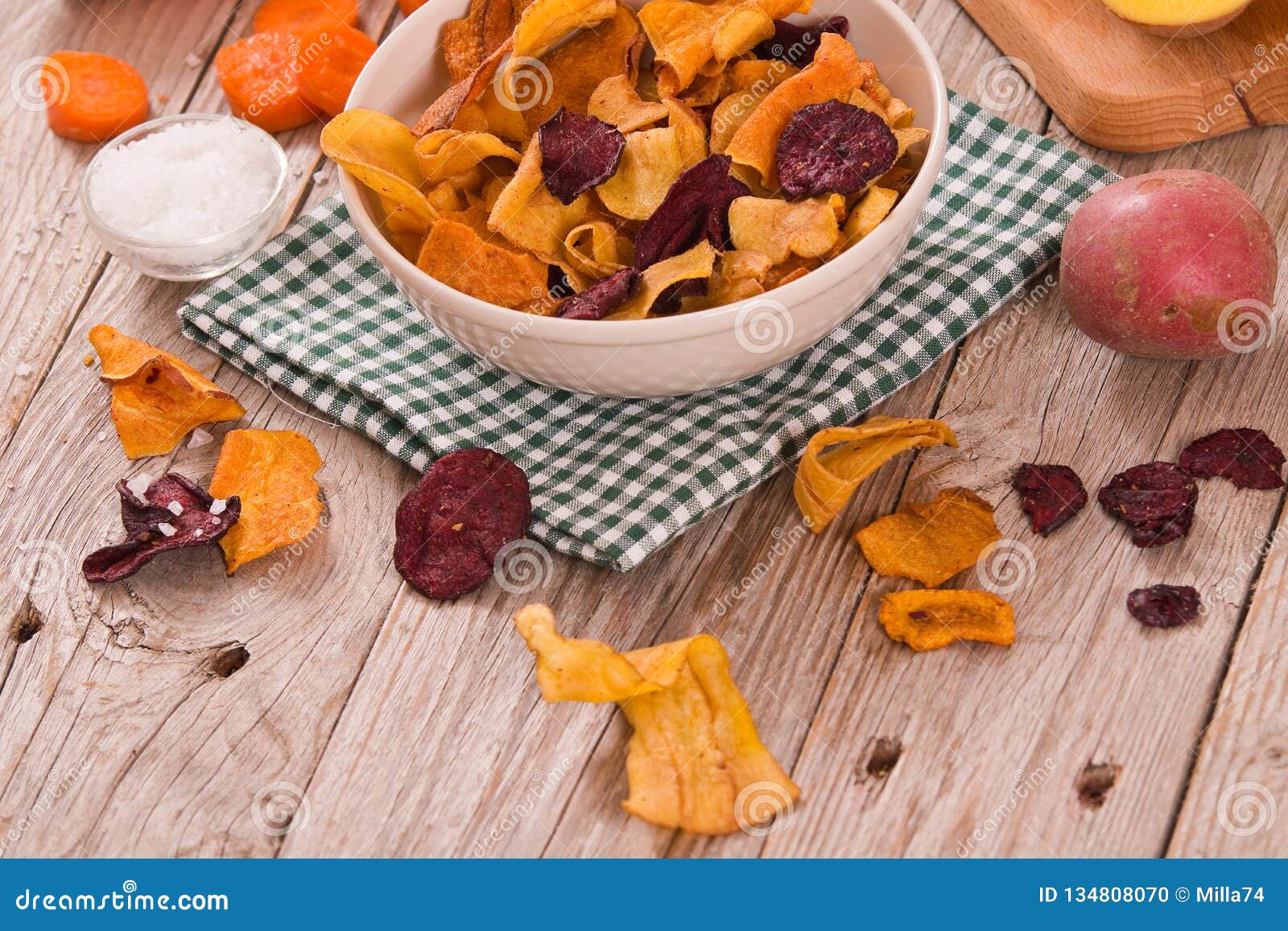 Mixed vegetable crisps. stock photo. Image of flavor - 134808070