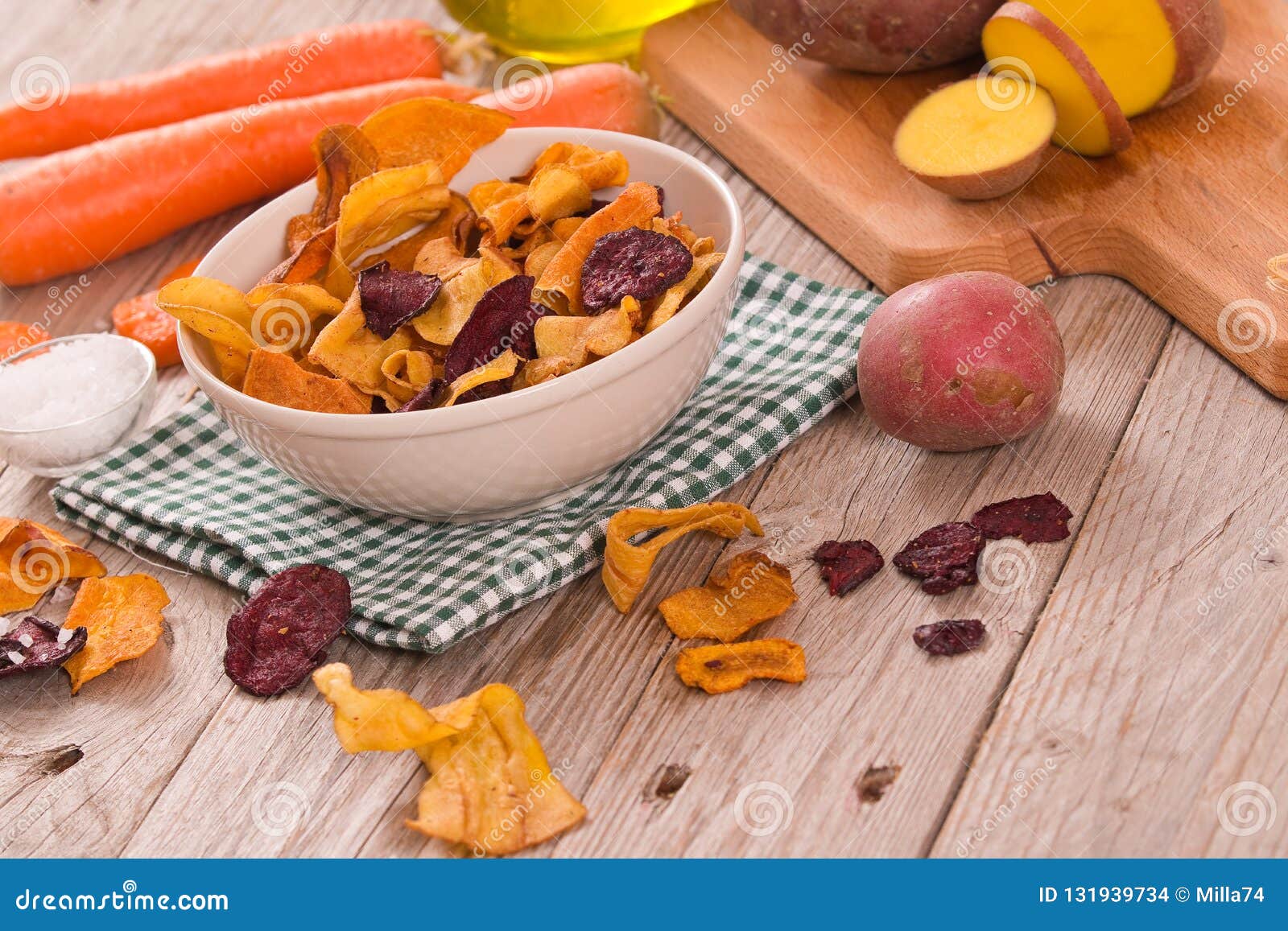 Mixed vegetable crisps. stock photo. Image of appetizer - 131939734