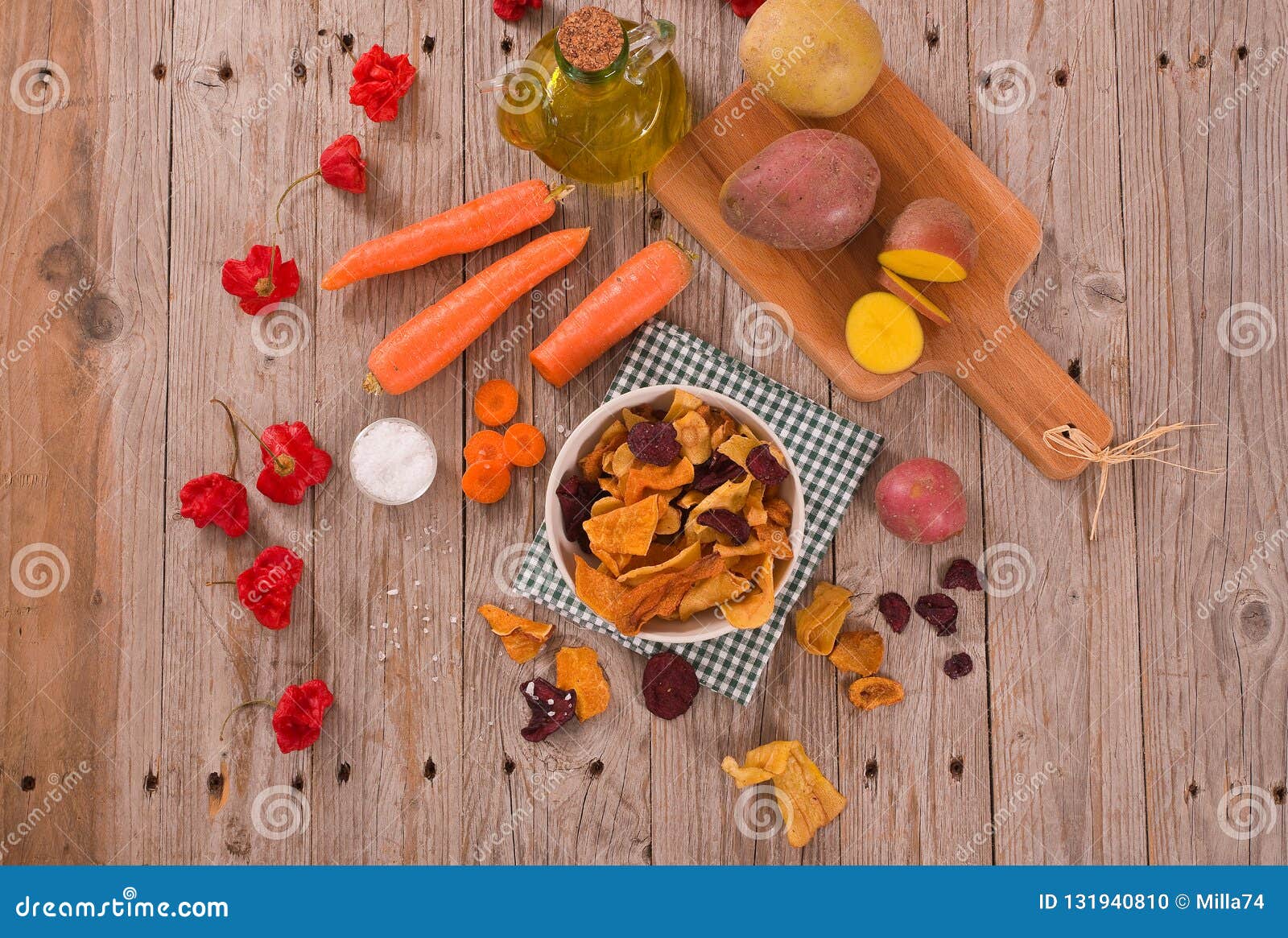 Mixed vegetable crisps. stock photo. Image of delicious - 131940810