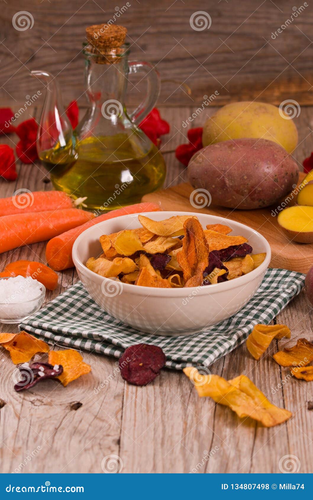 Mixed vegetable crisps. stock photo. Image of pepper - 134807498