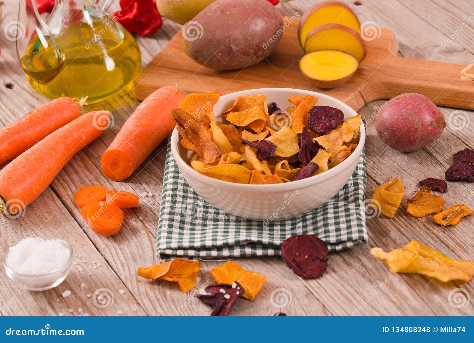 Mixed vegetable crisps. stock photo. Image of culinary - 134808248
