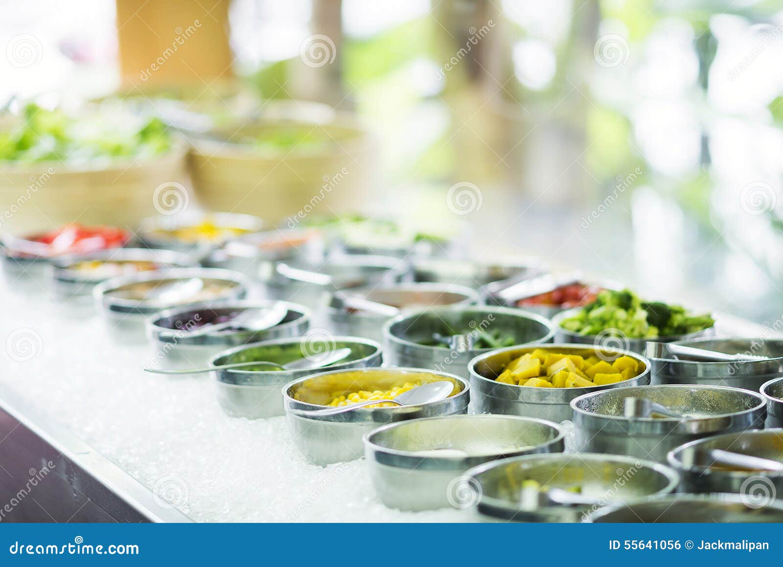 Mixed Vegetable Ingredients in Salad Bar Display Stock Photo - Image of ...