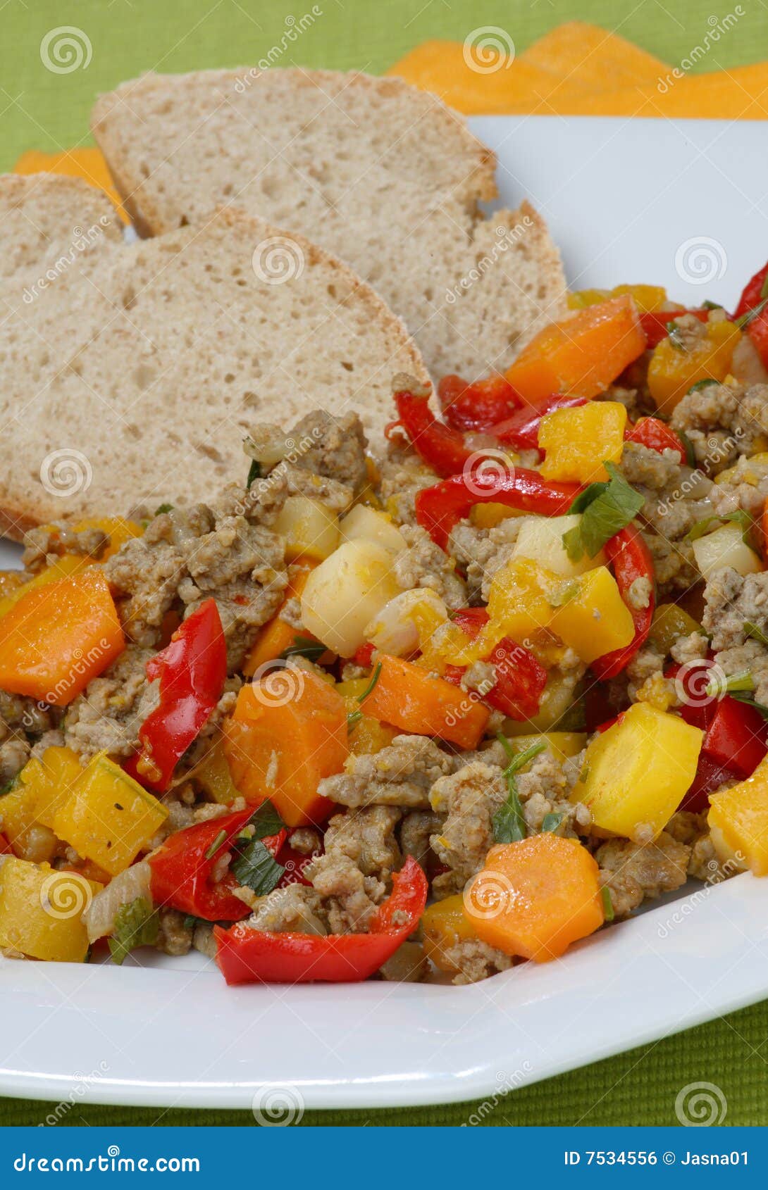 Mixed vegetable with meat stock photo. Image of plate - 7534556
