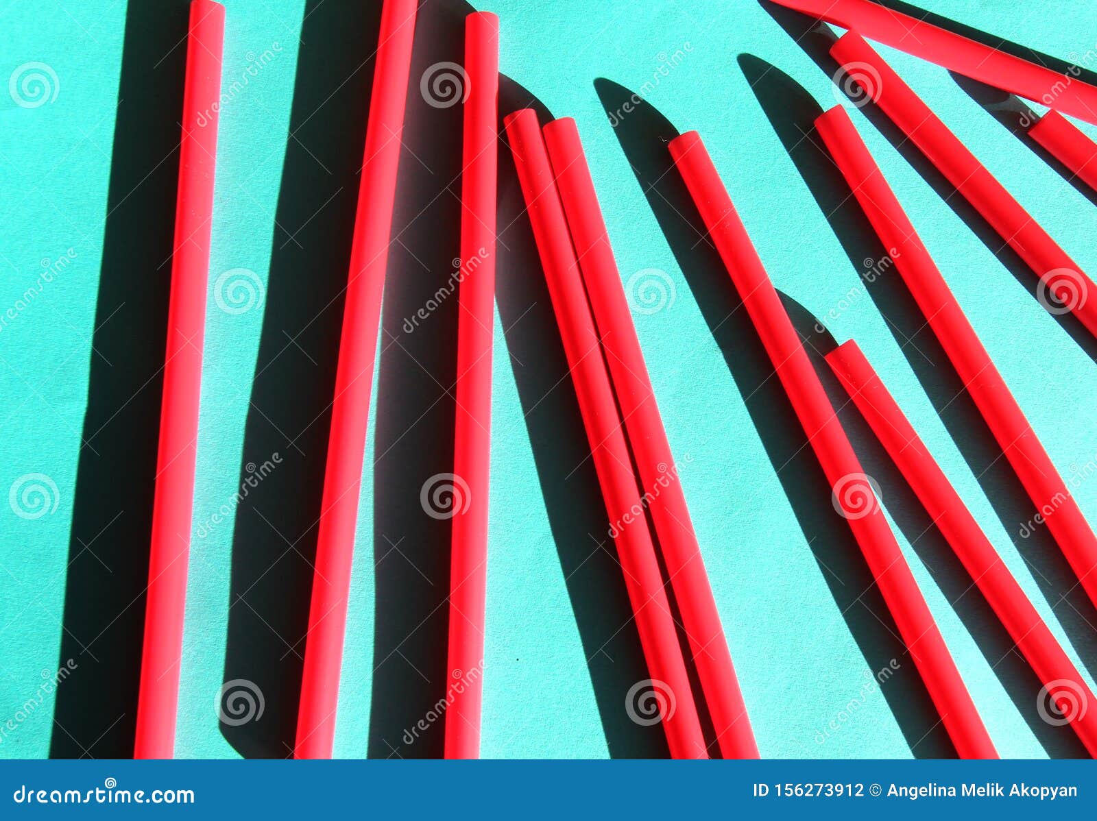 Mixed Vivid Color of Straw Stick . Blue Background Stock Photo - Image ...