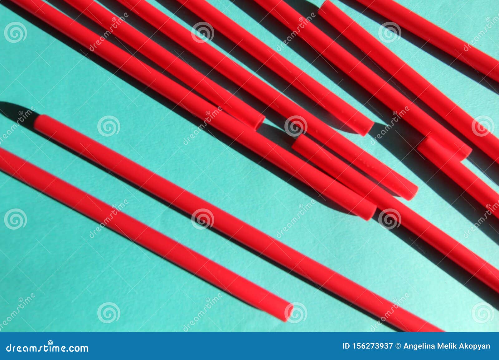 Mixed Vivid Color of Straw Stick . Blue Background Stock Image - Image ...