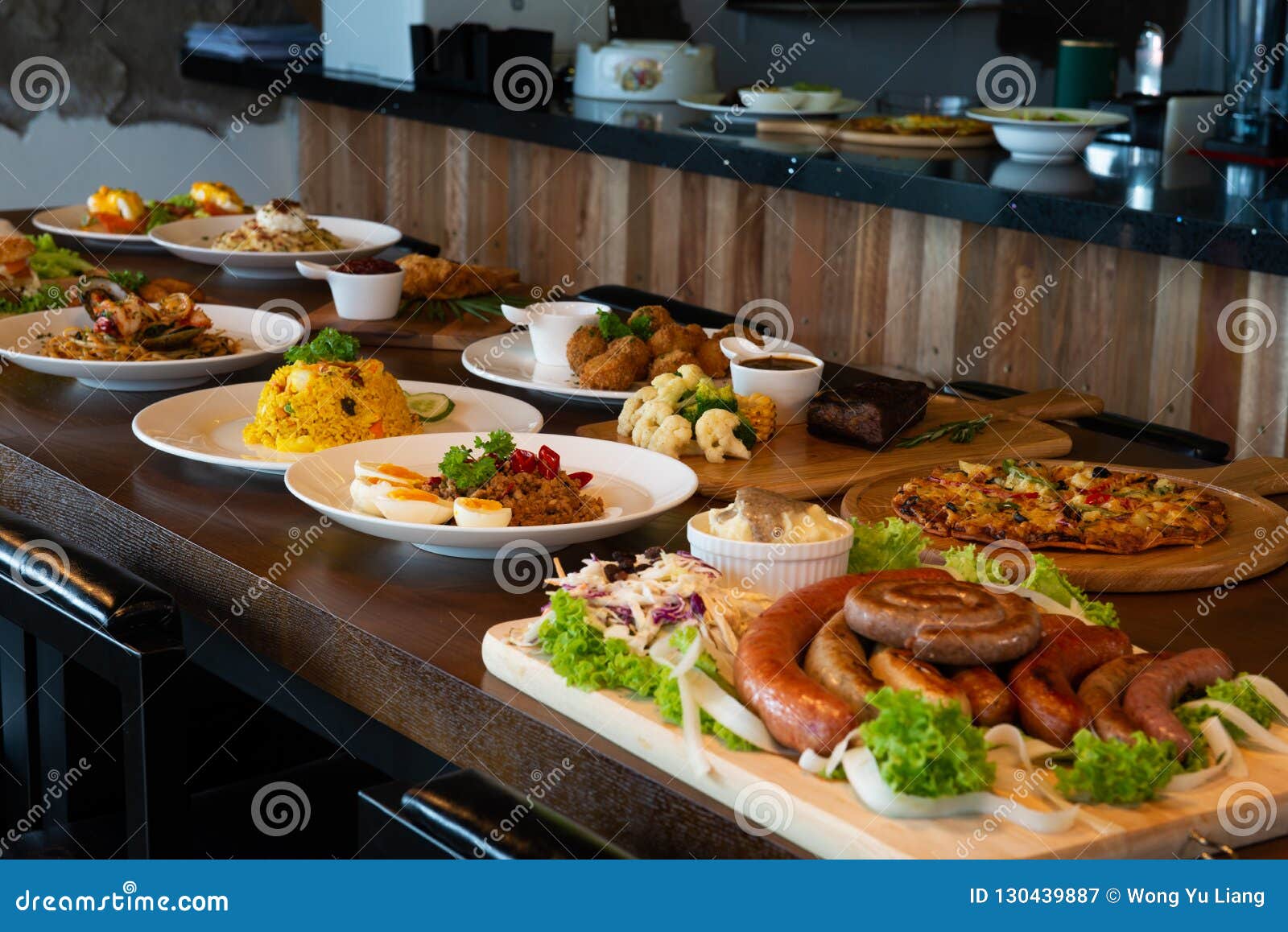 Mixed Western and Fusion Food Plates Stock Image - Image of dinner ...