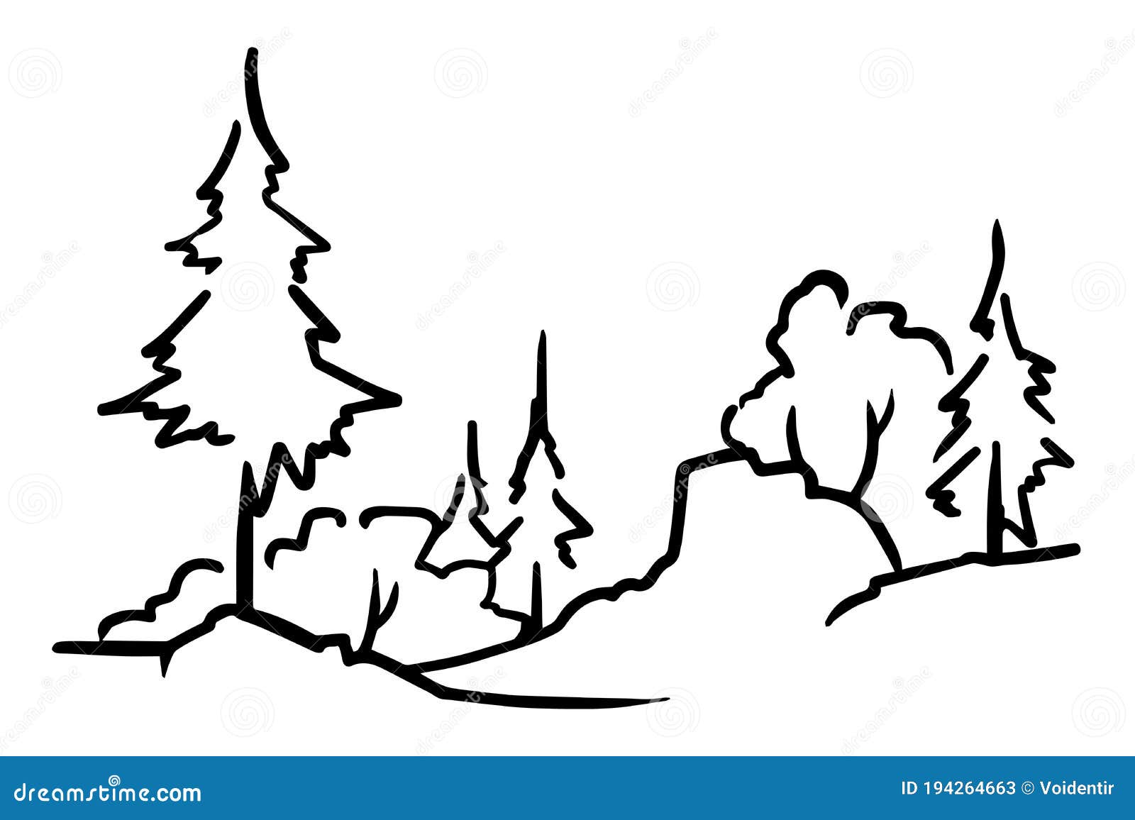 Outline mixed forest stock vector. Illustration of beautiful - 194264663